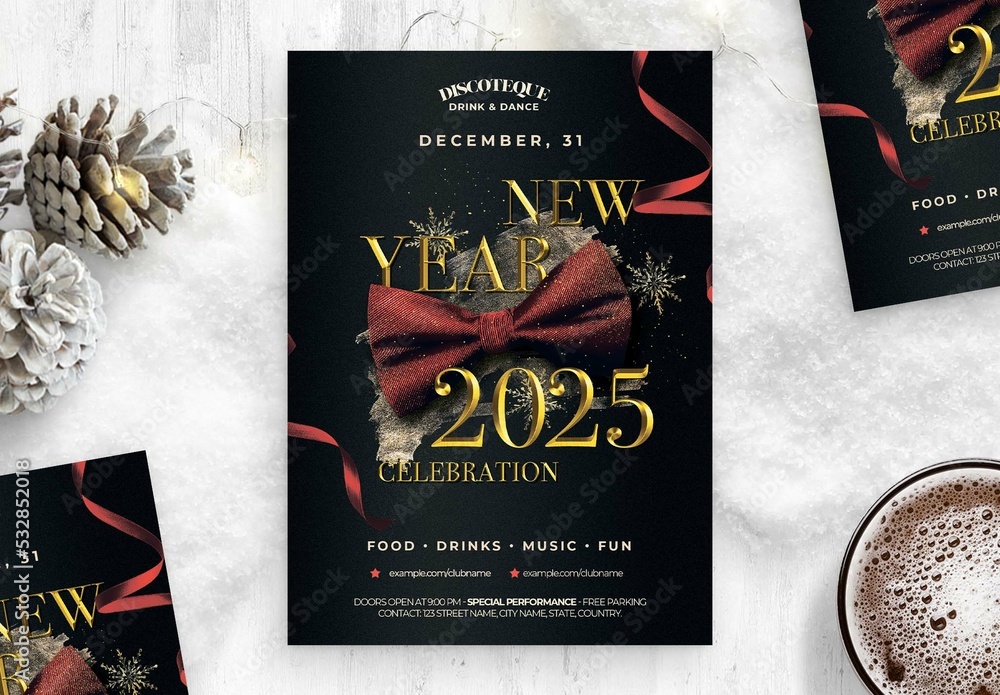 Nye New Years Eve Flyer Poster Stock Template | Adobe Stock