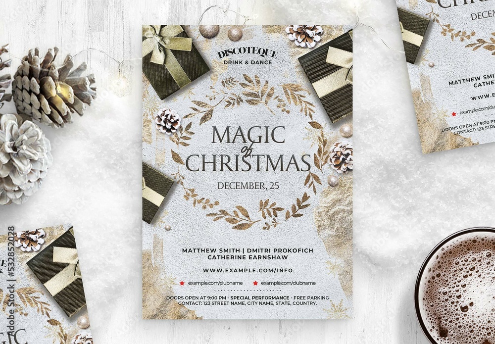 Elegant Christmas Flyer Poster Layout Stock Template | Adobe Stock