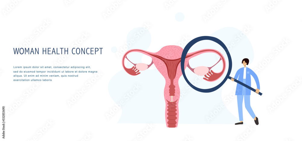 Gynecology landing page design with flat illustration of female ...