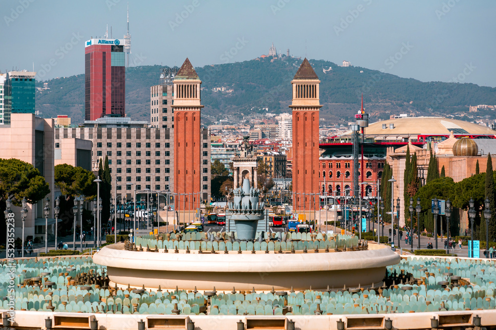 Placa d'Espanya is one of Barcelona's most important squares, Spain ...