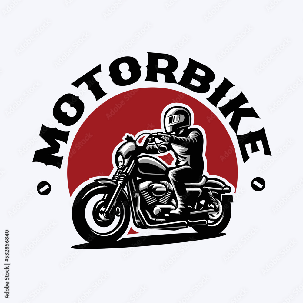 Vetor de Motorcycle and Biker Silhouette Logo Vector Stock Illustration ...