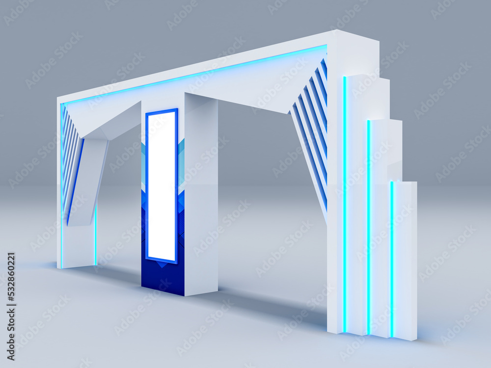 3d illustration gate entrance digital modern technology style ...