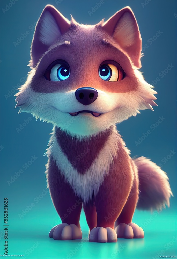 An adorable wolf created by artificial intelligence using a 3D CGI ...