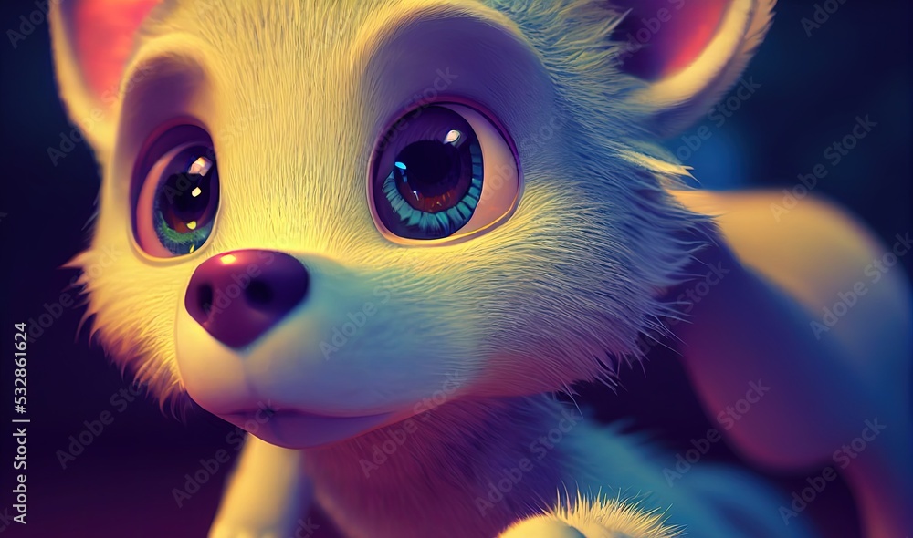An adorable wolf created by artificial intelligence using a 3D CGI ...