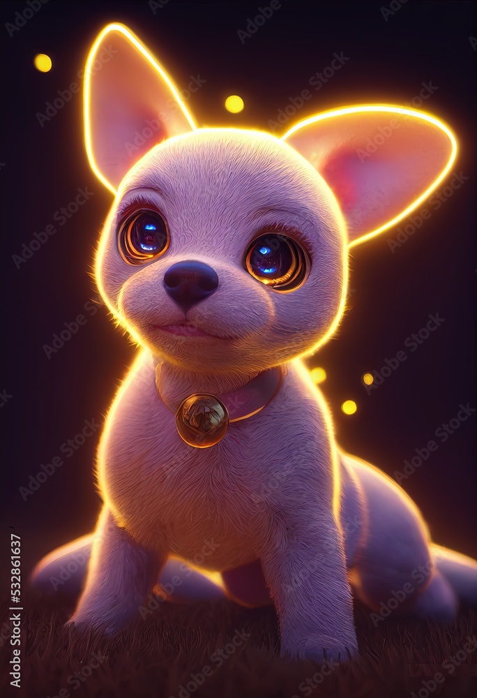 An adorable dog created by artificial intelligence using a 3D CGI style ...