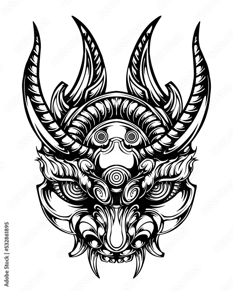 Japanese Dragon Mask Tattoos