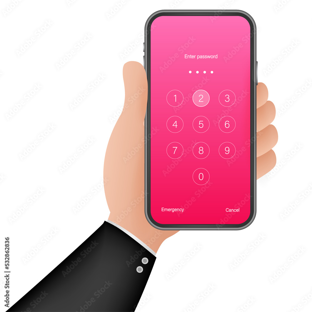 Screen lock authentication password smartphone background template. Illustration of phone ID ...