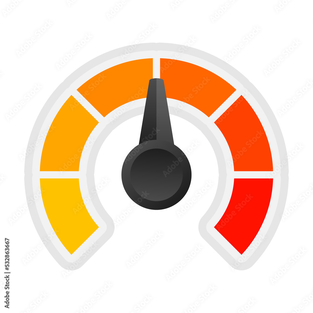 Round temperature gauge, isolated on white background. Colored ...