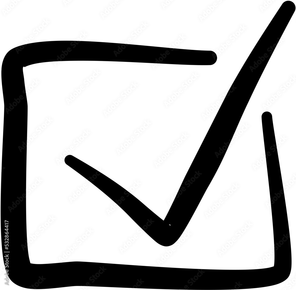 Hand Drawn Check Sign Stock Vector | Adobe Stock