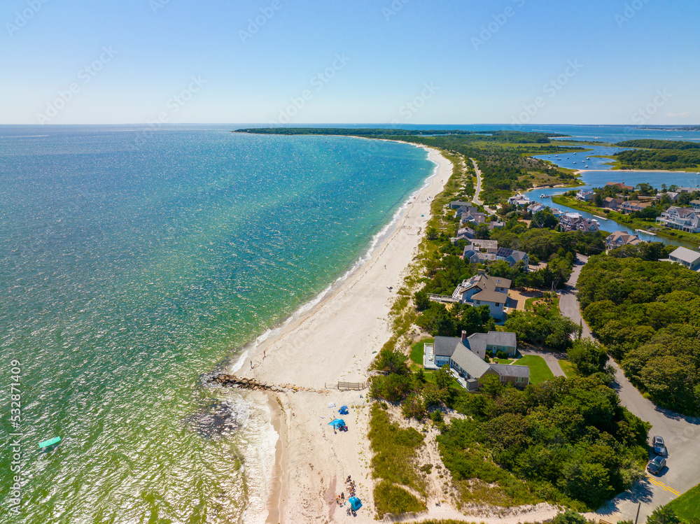 Seagull Beach aerial view in summer in West Yarmouth, Cape Cod ...