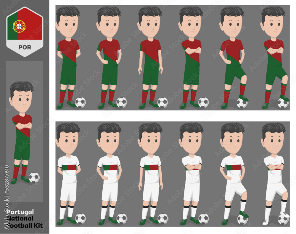 Portugal Football Team Kit, Home kit and Away Kit Stock Vector | Adobe ...