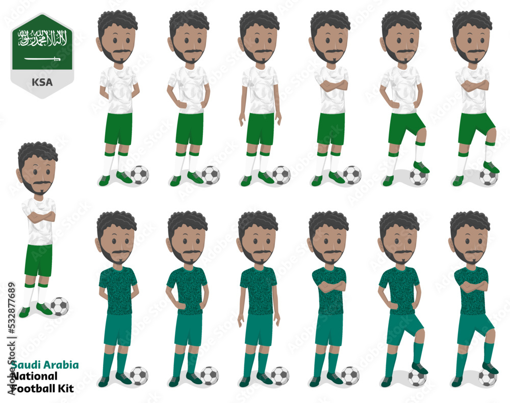 Saudi Arabia Football Team Kit, Home kit and Away Kit Stock Vector ...