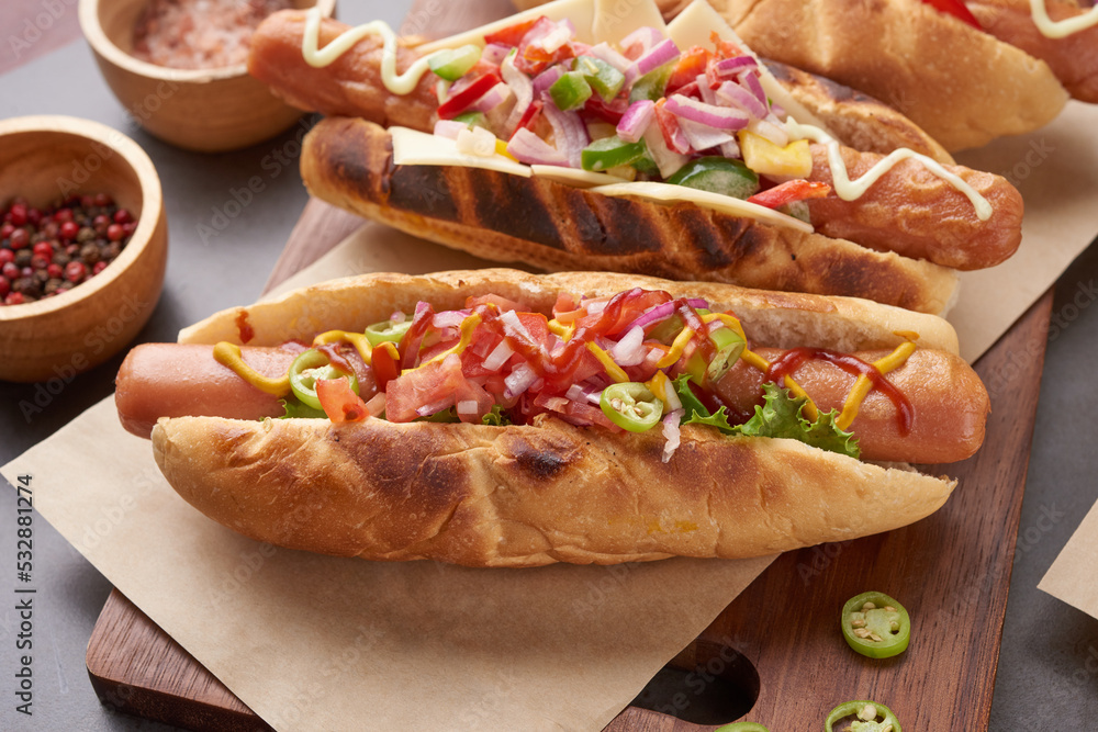 Gourmet grilled all beef hot dog with sides and chips. Delicious and ...