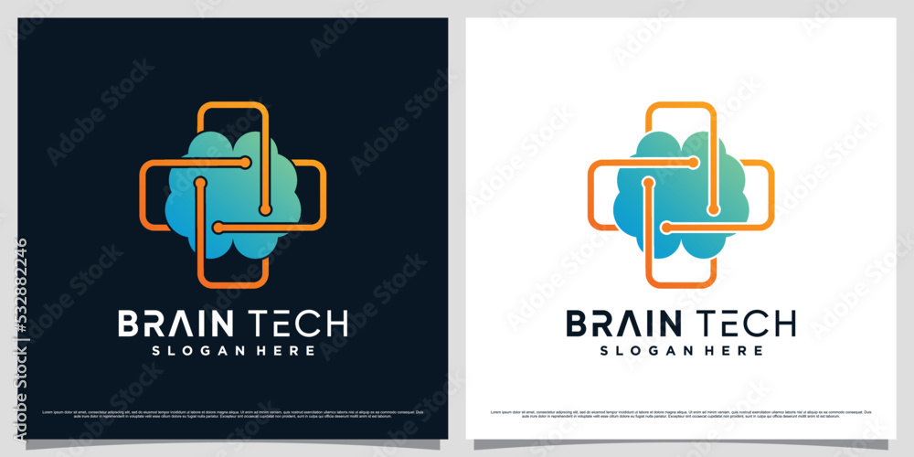 Brain technology logo design illustration for connectivity with line ...