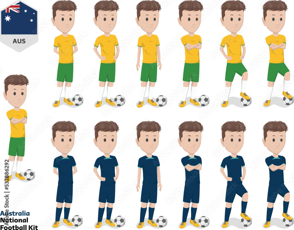 Australia Football Team Kit, Home kit and Away Kit Stock Vector | Adobe ...