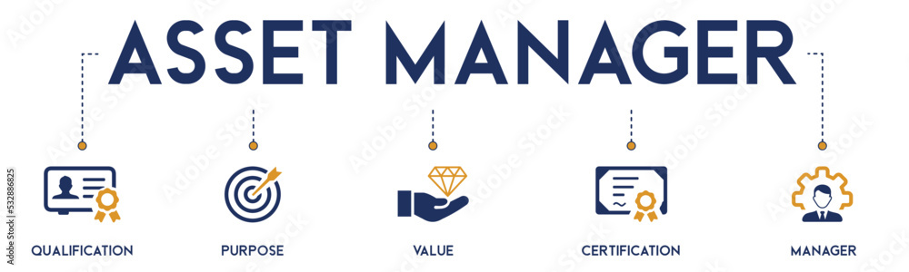 Asset manager banner web icon vector illustration concept with icon and ...