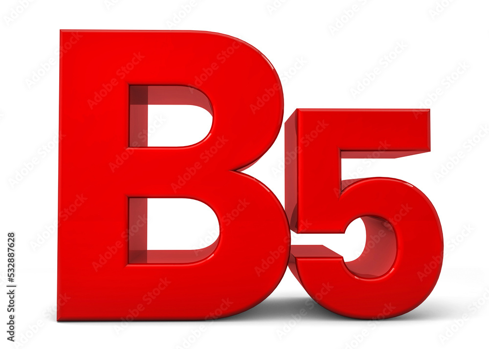 Vitamin B5 3d in red isolated on white background. Vitamin B5 icon ...
