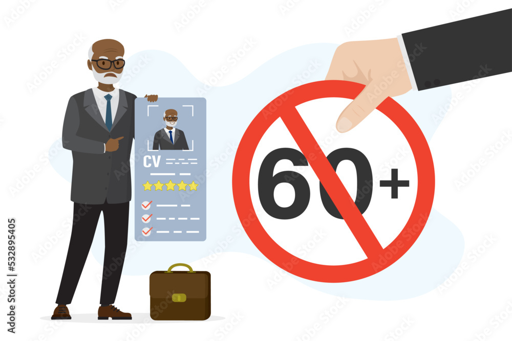 Elderly african american candidate holds resume. Unhappy old man holds ...