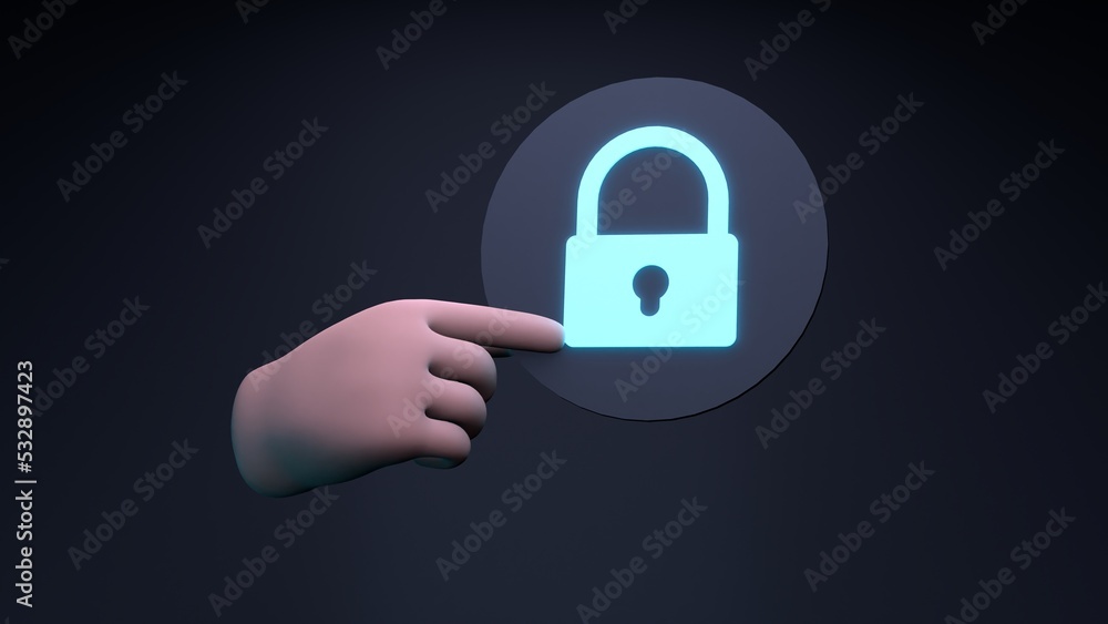 Key lock icon. 3d render illustration. Stock Illustration | Adobe Stock
