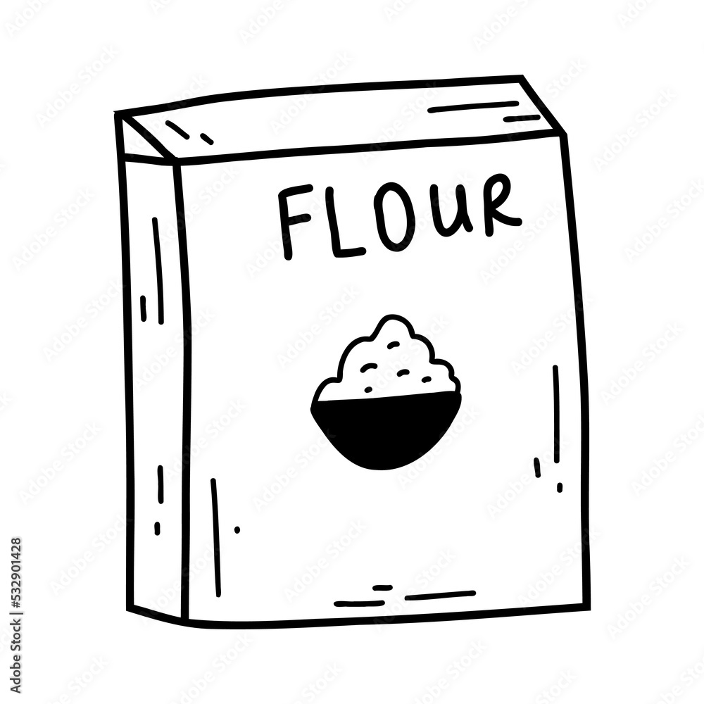 Doodle flour bag in hand drawn style. Sketch vector illustration of ...