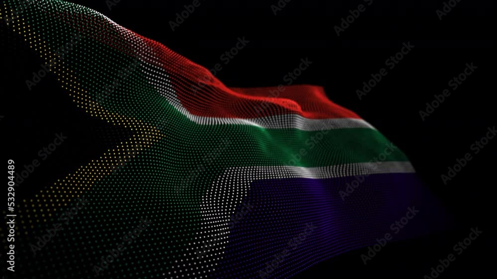 Seamless looping animated digital flag of South Africa overlay rendered ...