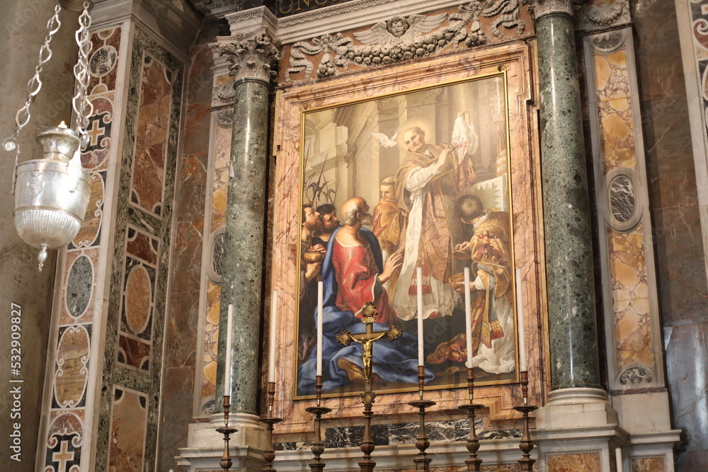 Catholic Cathedral interior. Building of the Vatican. The largest ...