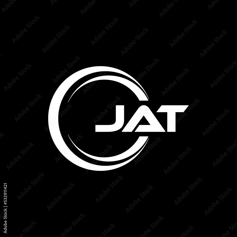 JAT letter logo design with black background in illustrator, cube logo ...