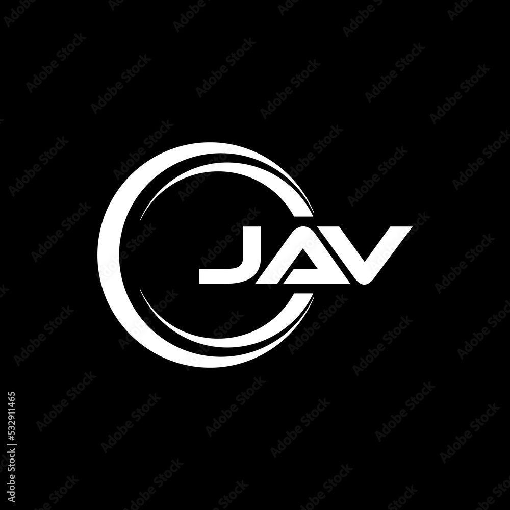 JAV letter logo design with black background in illustrator, cube logo ...