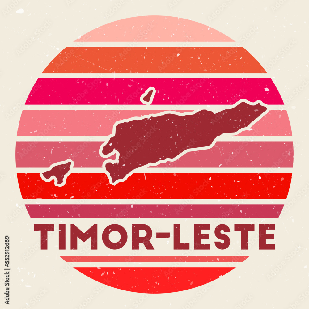 Timor Leste Logo Sign With The Map Of Country And Colored Stripes Vector Illustration Can Be