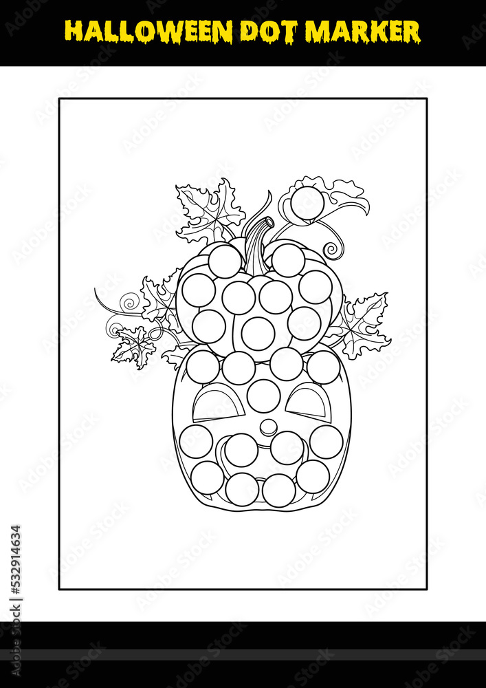 Halloween dot coloring page for kids. Line art coloring page design for ...