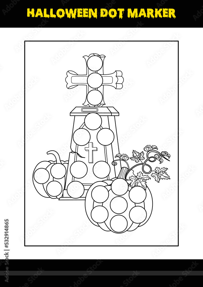 Halloween dot coloring page for kids. Line art coloring page design for ...