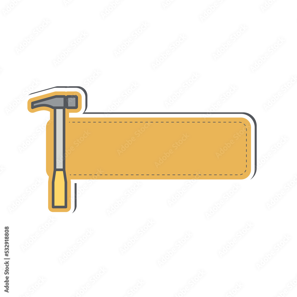 Poster sharp side hammer construction tools label name tags sticker ...