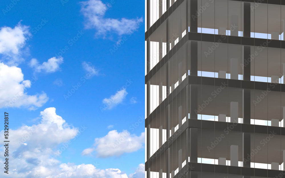 architecture, building in 3D graphics, as a “prototype” with reinforced ...