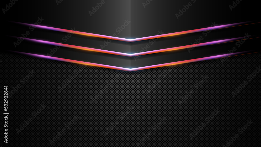 Black metal background. Argb light strips. Abstract technology ...
