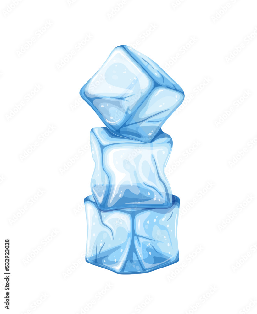 Pile of ice cubes vector illustration. Cartoon isolated iced water ...