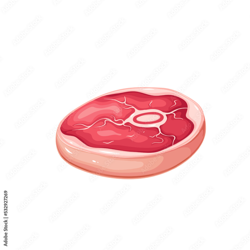 Round meat steak with bone vector illustration. Cartoon isolated raw ...