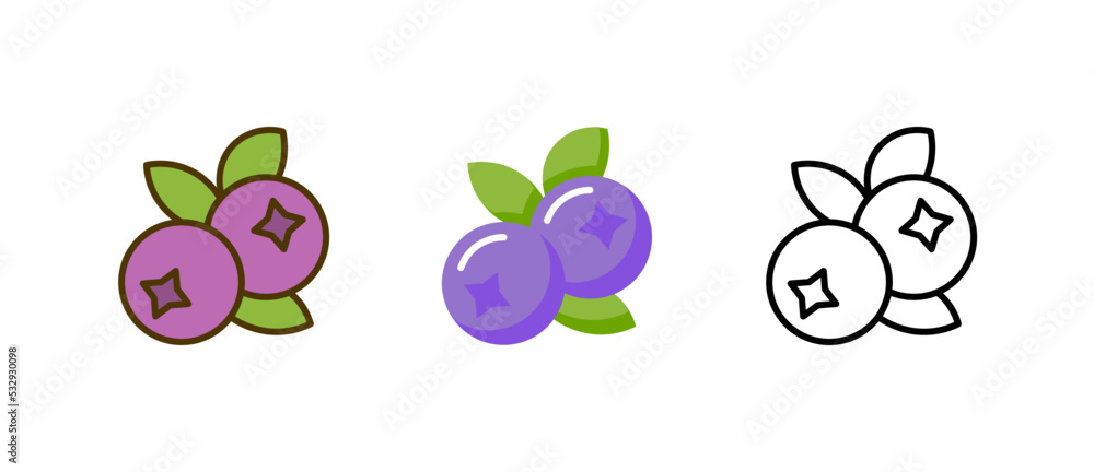Blueberry flat vector icon blue nutrition clipart cartoon. Blueberry ...