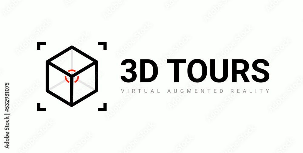 3d tour virtual icon ar camera platform vector game. 360 vr 3d tour ...