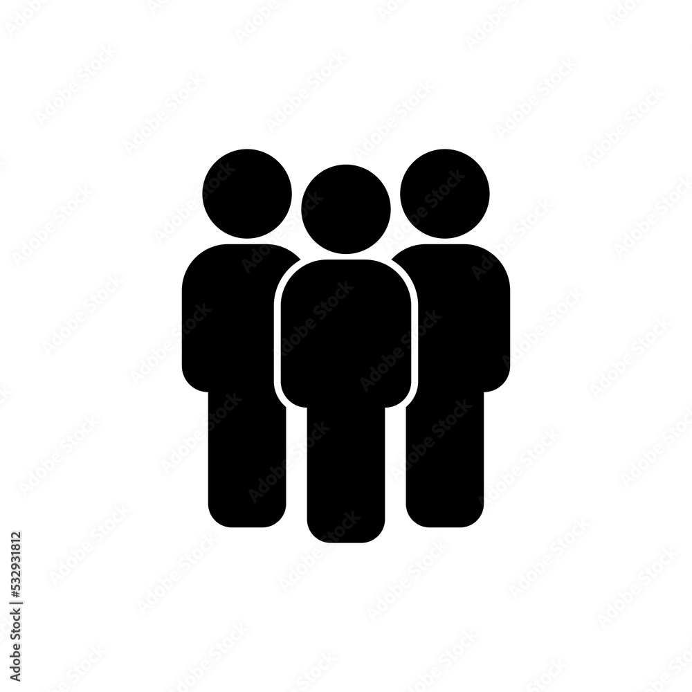 Group of people vector black color isolated on white background. Group ...