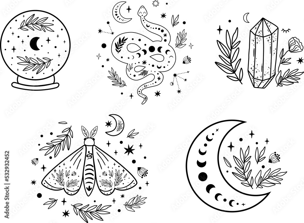 PNG, transparent, Celestial logo set. Floral moon circle logo moon logo ...