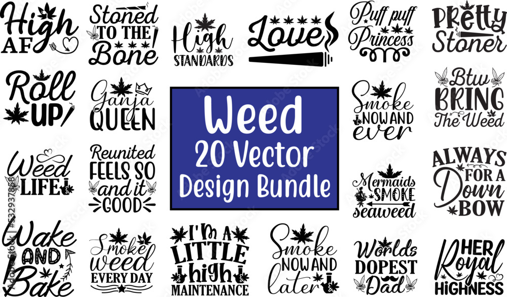 Vettoriale Stock Weed 20 Vector Design Bundle SVG, Weed SVG Bundle ...