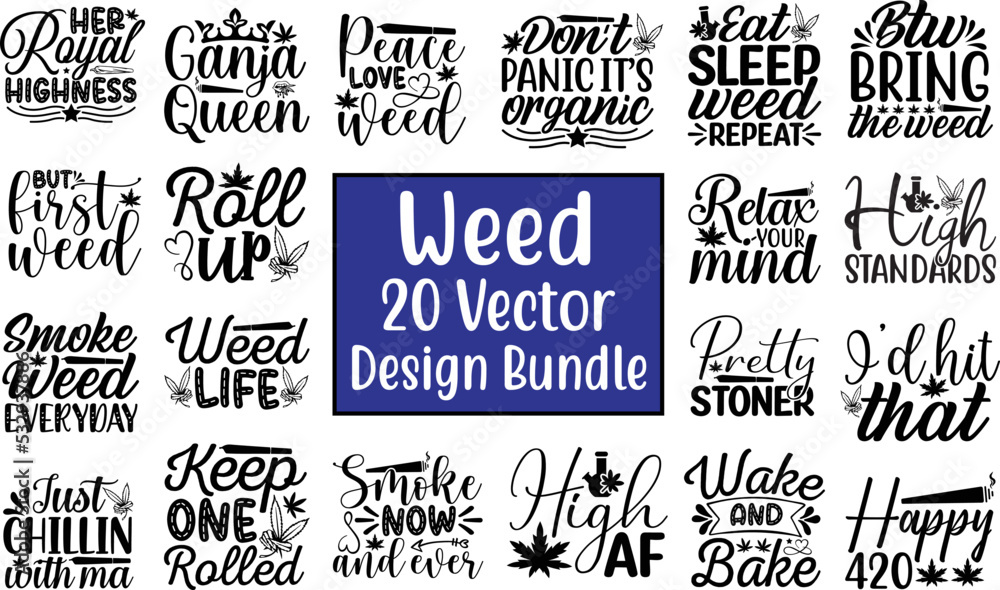 Vettoriale Stock Weed 20 Vector Design Bundle SVG, Weed SVG Bundle ...