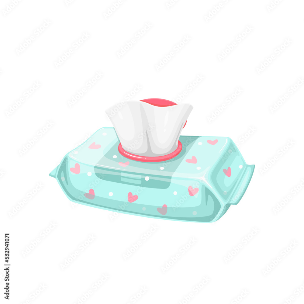 Baby wet wipes, hygiene vector illustration. Cartoon isolated ...