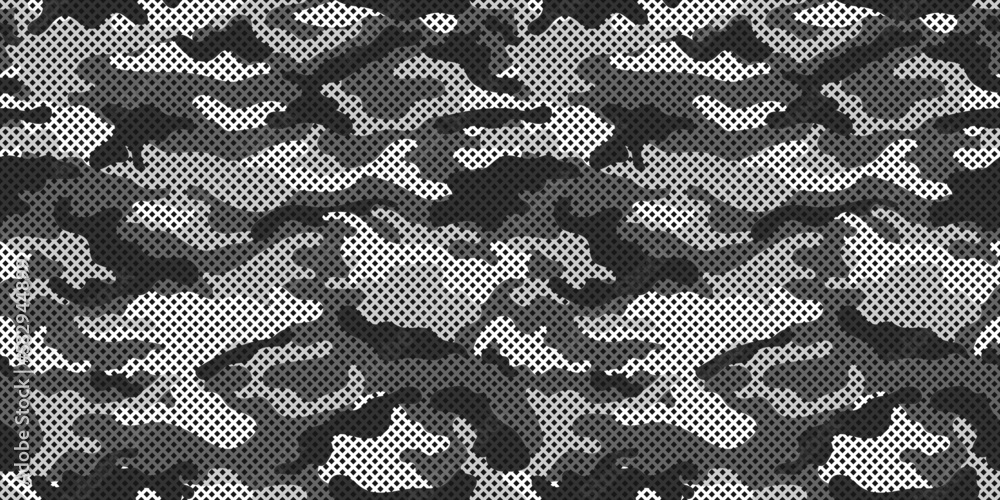 Camouflage texture seamless pattern with grid. Vector camouflage ...