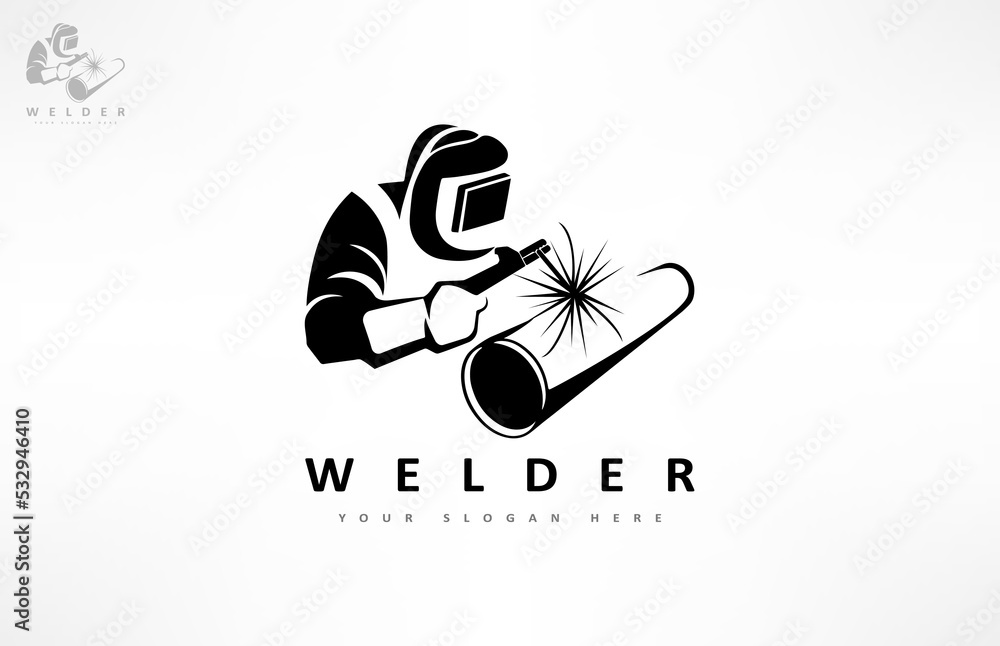 Poster Welder welds pipe logo vector. Welded design. – Wall Art | UkPosters