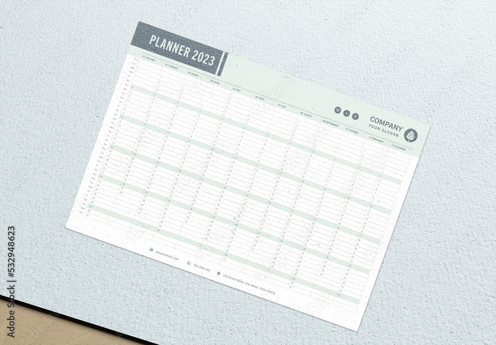 2023 Big Calendar Planner Layout Stock Template | Adobe Stock