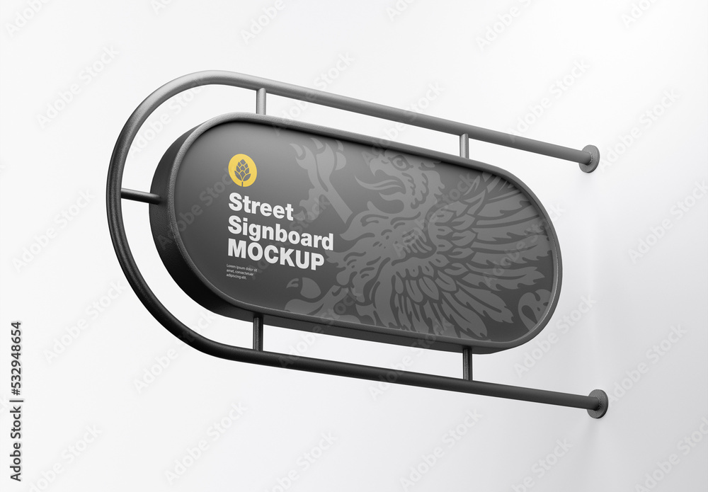 Round Signboard Wall Mockup Stock Template | Adobe Stock