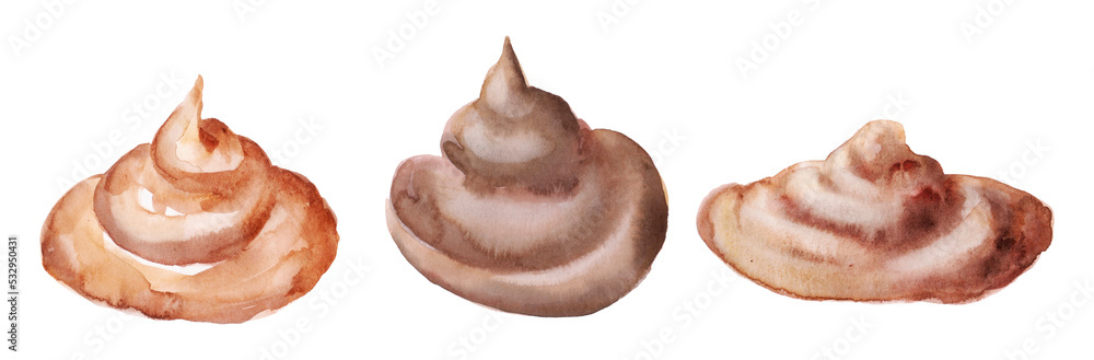 Bristol watercolor poop excrement scale chart icon set. Different type ...