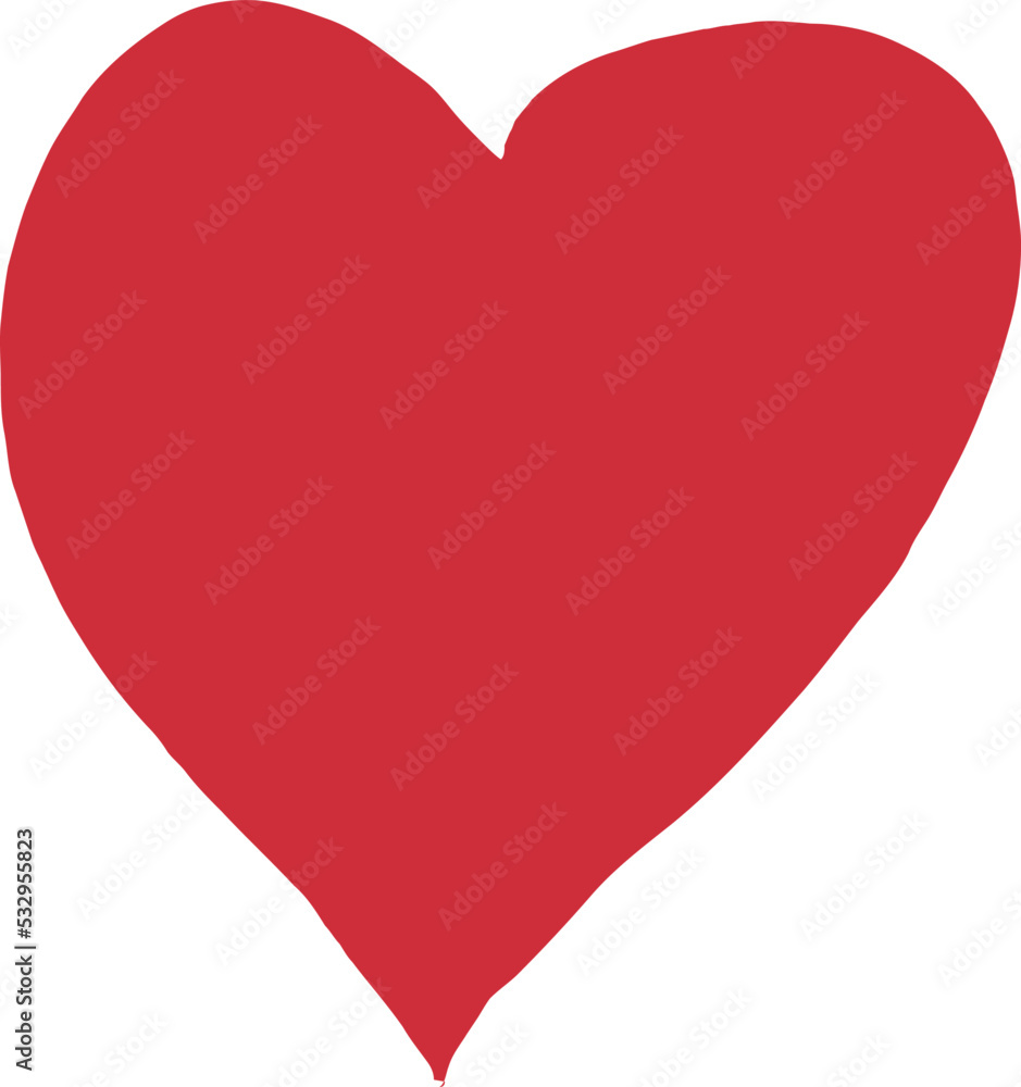 red heart with cartoon hand draw style vector design isolated on white ...