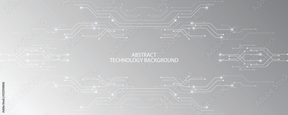 Grey white Abstract technology background,Hi tech digital connect ...